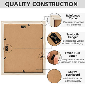 Golden State Art, Set of 2 White Photo Wood Frame 11x14 with Real Glass Mat for 8x10 Picture