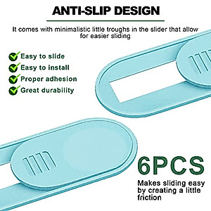 ONKENTET 6PCS Webcam Cover Slide Compatible with Tesla Model 3 Y X S 2017-2023 Accessories Car Camera Cellphone Laptop Privacy Covers Slide Frosted Interior Cabin Front Camera Thin Cover (Blue)