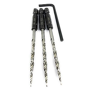 FTG USA Replacement Tapered Countersink Drill Bit Set 3 Pc (#4) 7/64" Countersink Bit Same Size Bit Replacement Only, Countersink Replacement Drill Bit FTG Maximum Torque Wood Bits Secured with Pin