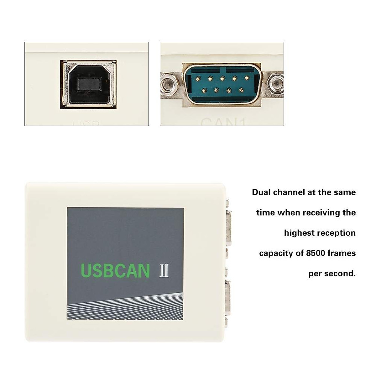 Dual-Channel USB to Can Compatible with Zlg,Single Channel Maximum Receiving is More Than 14000 Frames/Second,Supports Win98, Win200, Xp, Win7, Win8