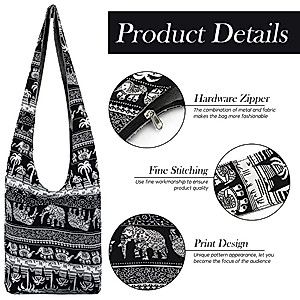 Fecialy Bohemian Shoulder Bag Printed Hippie Hobo Sling Bags Canvas Crossbody Bag for Women