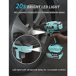 Cordless Impact Wrench,1/2 Impact Gun，850NM(627ft·lbs) High Torque 2200 RPM,Brushless Motor，with a 10C 4.0Ah Li-Ion Battery and Fast Charger，Suitable for family cars，Construction work on site