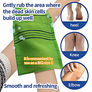 FOUBA Asian Exfoliating Bath Washcloth (Large Green - 4 pcs)