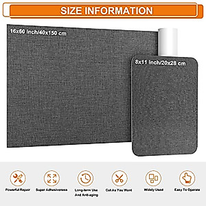 2 PCS Fabric Repair Patch - 8 x 11 Inch Self-Adhesive Canvas Patches for Furniture, Couch, Sofas, Car Seats, Chairs - Linen Repair Kit With Tape - Dark Grey