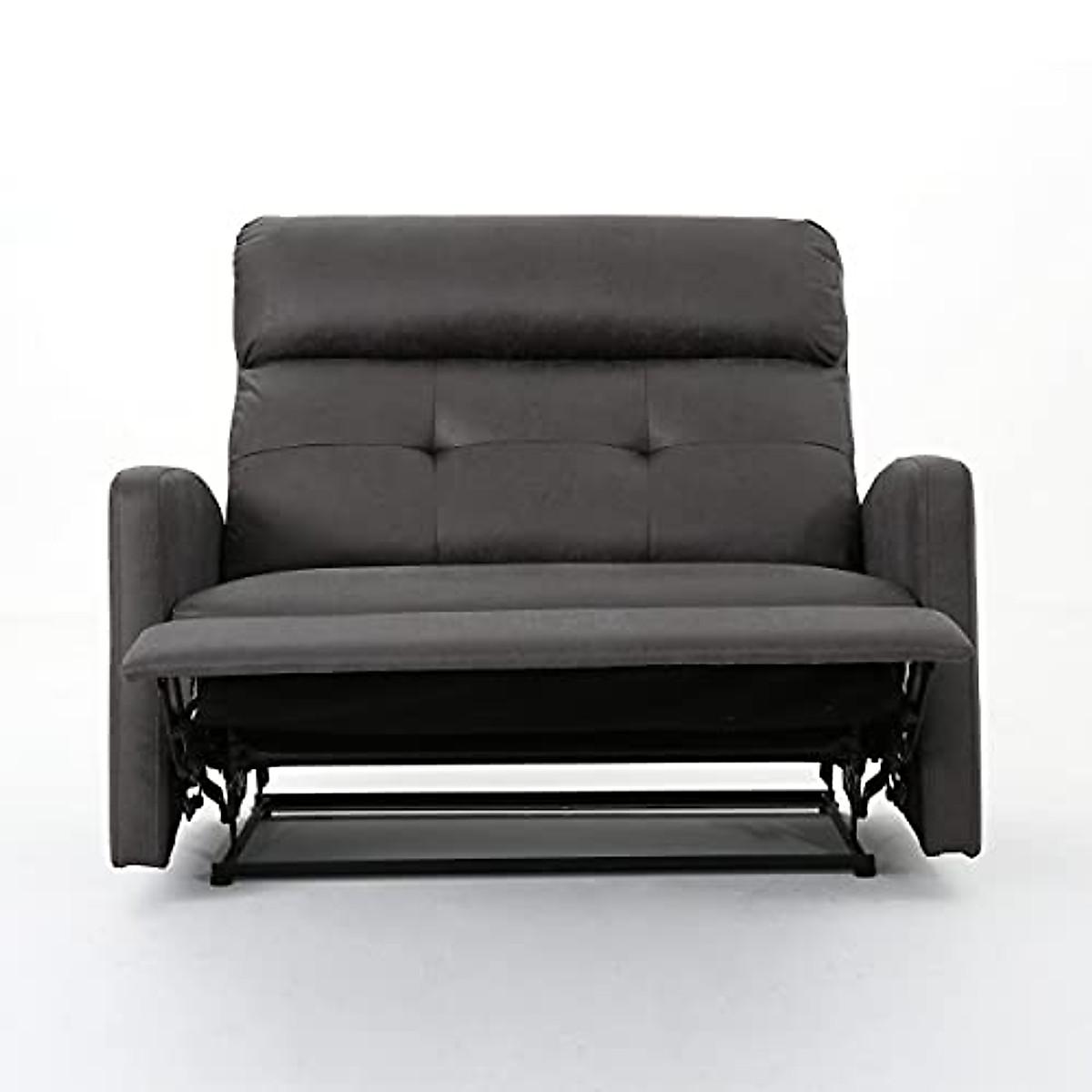 GDFStudio Hana Plush Cushion Tufted Back Loveseat Recliner (Microfiber/Slate)