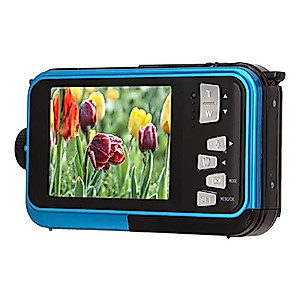 Digital Camera, 2.7K Video Vlogging Camera for Kids, Compact Point and Shoot Camera, 16X Digital Zoom, 2.7" Dual LCD Screen, Waterproof, Continuous Shooting for Teens Students Boys Girls(Blue)