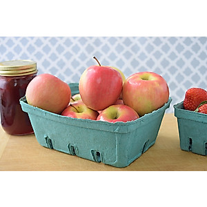 25 Pack Green Molded Pulp Fiber Berry/Produce 1.5 Quart Basket - Large Berry Basket