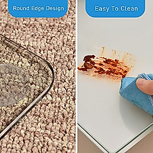 GLSLAND Office Chair Mat, 36" x 46" Tempered Glass Floor Mat for Office Chair on Carpet, 1/5" Thick Clear Computer Floor Mat with 4 Anti-Slip Pads