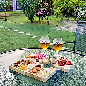 Wooden Tray For Food And Decor, Creative, Display And Fun, Splicing Puzzle Plate, Fruit, Dessert Plate, Nut, Snack Plate Set of 4