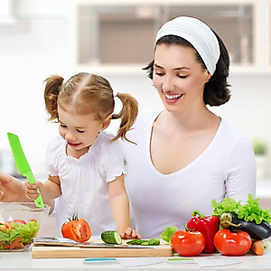 Zhehao 7 Pieces Kitchen Wooden Knife for Kids Include Wood Kids Knife Plastic Potato Slicers Cooking Knives Serrated Edges Toddler Knife Kids Plastic Knife Resistant Gloves for Children (Crocodile)