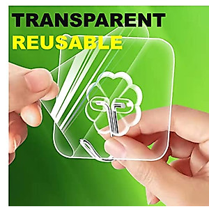 QUALIALL The Worest 0.003lbs Wall Hooks, Ceiling Hooks (on Wrong Surface), The Real Heavy Duty 33lbs Acrylic Self Adhesive Stick on Hanger for Hanging, Reusable, Traceless, 10packs