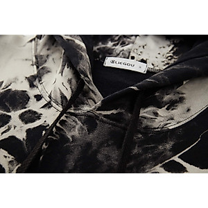 KLIEGOU Mens Tie-Dye Pullover Hooded Sweatshirt (288 Black XL)