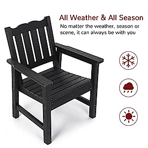 Stoog All-Weather Patio & Garden Chair, Outdoor Dining Chair with Curved Backrest, 400 lbs Support Porch Chair, Black