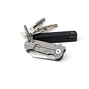 NHDT sw701 Mini Titanium Handle Steel Blade Folding Pocket Flipper Knife，Ultra Small EDC Tiny 2.18 Inchs hang on a keychain, frame lock knife Camping Tool Outdoor Activities