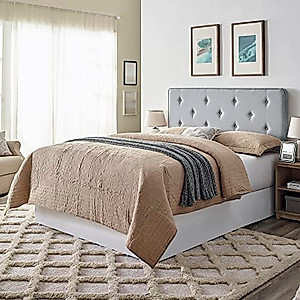 Classic Brands Maxwell Tufted Upholstered Headboard, Light Grey, Queen