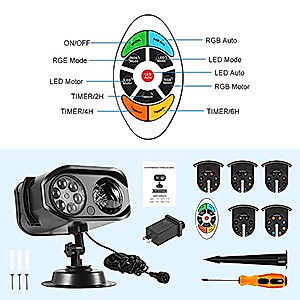 Christmas Projector Lights, Joycabin 6-in-1 Aurora Moving Patterns LED Lights, Waterproof Halloween Landscape Light with Remote Control Timer for Outdoor/Indoor Christmas Holiday Party