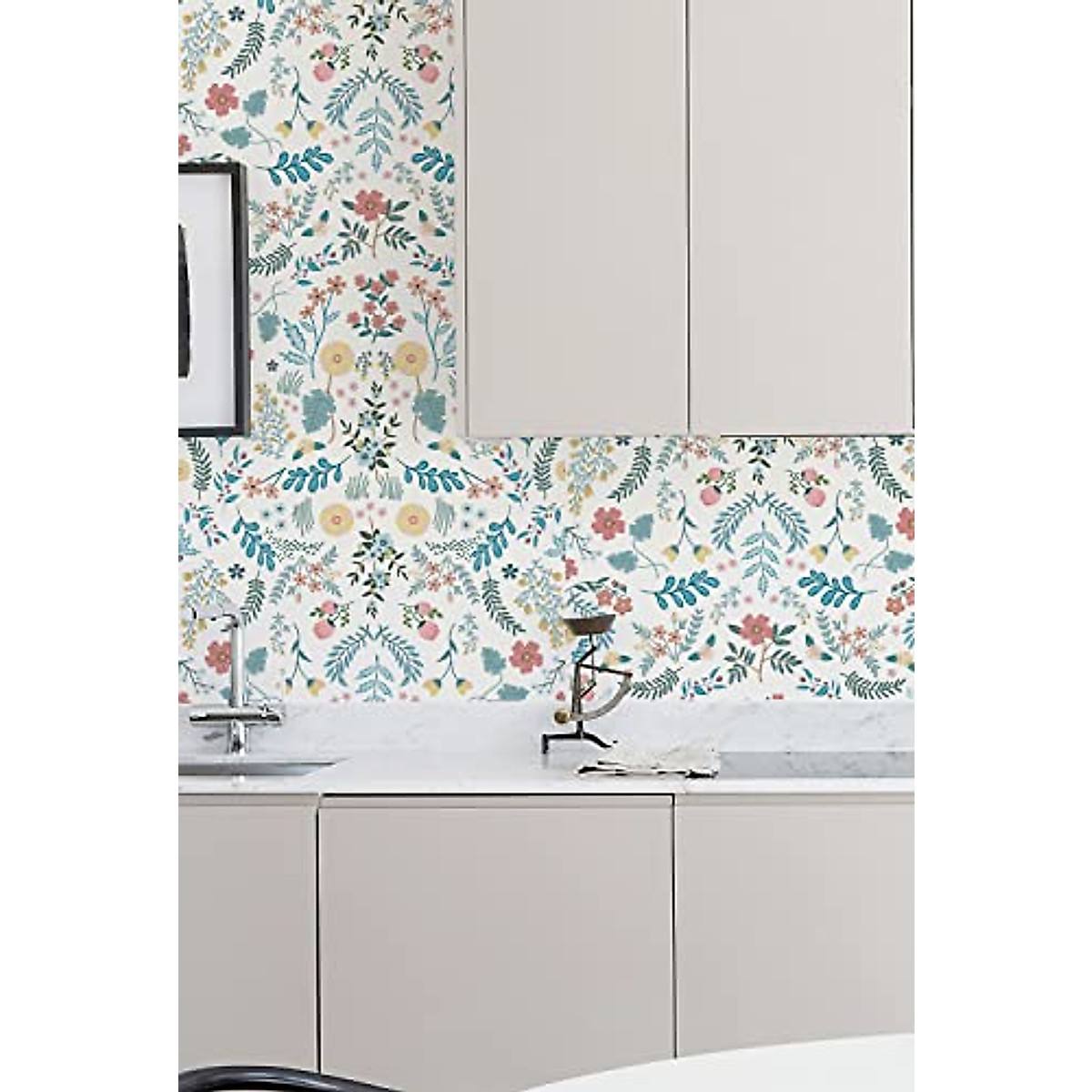 JiffDiff Boho Peel and Stick Wallpaper Floral Wallpaper Vintage Textured Wallpaper for Bedroom, Contact Paper Peel and Stick Kitchen Cabinet Furniture Nursery Renter Friendly Wallpaper