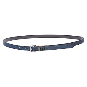 Ladies 5/8" Glitter Dress Skinny Belt, Navy | S/M - 32"