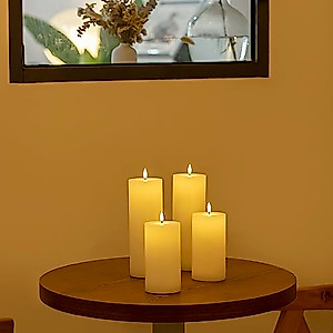 volnyus White Flameless Candles Set of 2 (3x9 inch) Flickering LED Wax Candles Battery Operated with Remote Control Timers for Fall Decor/Night Light/Fireplace/Party Dimmable Pillars Flat top