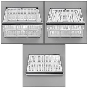 Uumitty 4 Packs 30 L Plastic Collapsible Storage Basket, Folding Stackable Storage Containers/Bins, White, f