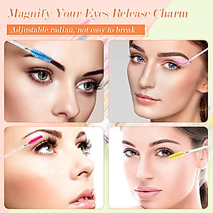 60 Pcs Colorful Lash Disposable Mascara Brushes Diamond Eyelash Spoolies Makeup Brush Mascara Wand in Sanitary Tube Lash Supplies