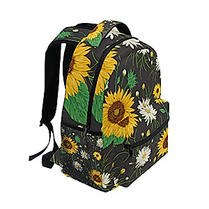 Sunflowers and Chamomile Flowers Laptop Backpack 16 Inch Large Backpack for Women Men School Business Work Travel Backpack
