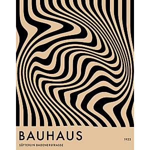 Mid Century Modern Bauhaus Wall Art - 11x14" UNFRAMED Print - Abstract Wall Decor - Exhibition Poster Replication (Black)