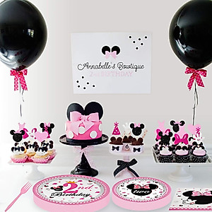 Mouse Birthday Party Supplies-96pcs Twodles Birthday Decorations girl Mouse Party Favors Pink Mouse Plates and Napkins Forks for Minnie Mouse Themed 2nd Birthday Party Decoration supplies