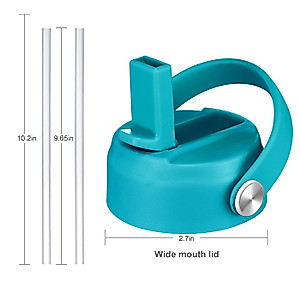 Replacement Straw Lid for Hydroflask Wide Mouth 12 16 18 20 32 40 64 oz,with Straws,Brush,Compatible with Other Wide Mouth Water Bottles (Laguna)