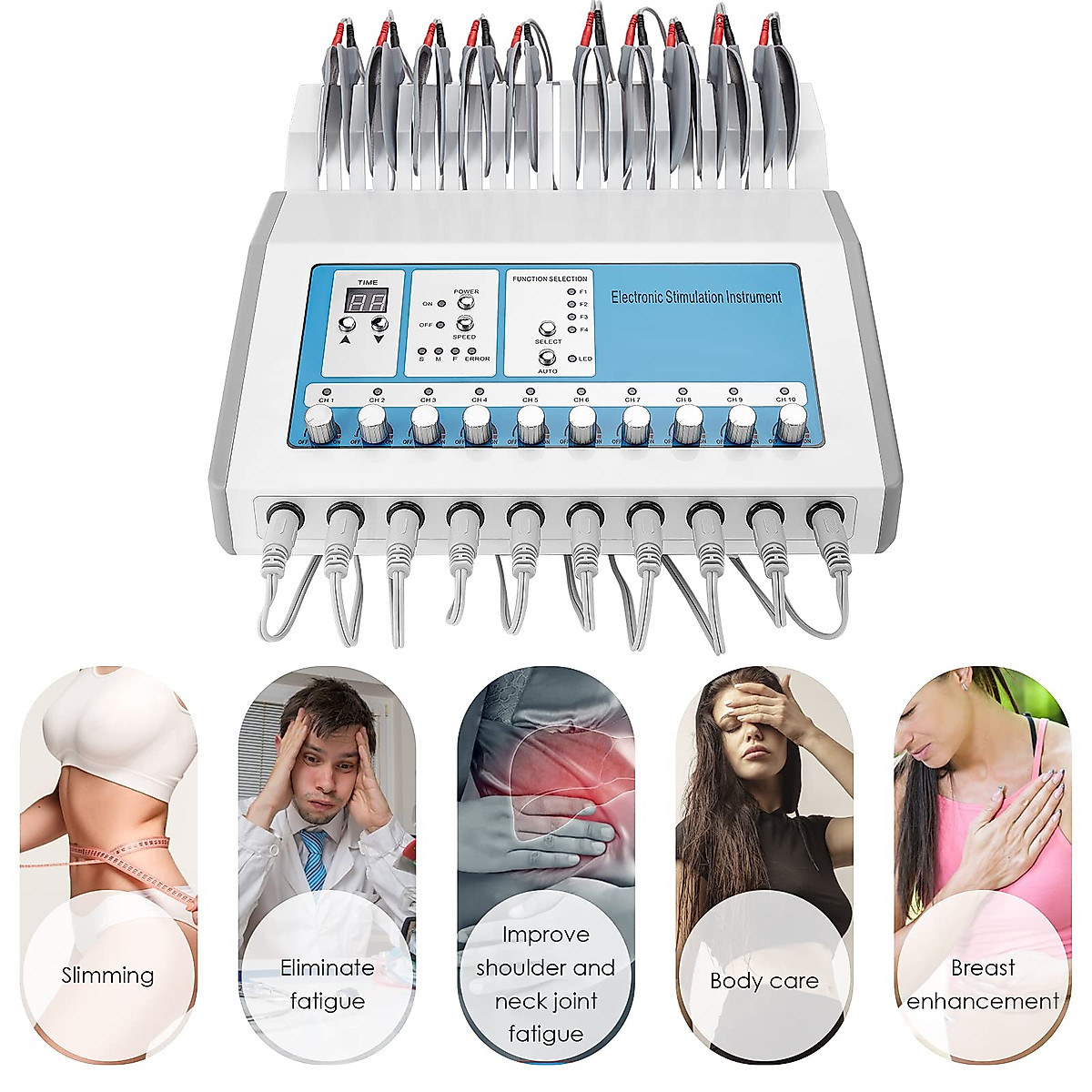 H HUKOER Slim-Ming Instrument, 𝘌𝘭𝘦𝘤-𝘵𝘳𝘪𝘤𝘢𝘭 𝘔𝘶-𝘴𝘤𝘭𝘦 𝘚𝘵𝘪-𝘔𝘶-𝘭𝘢𝘵𝘪𝘰𝘯 Equip-Ment, AC110V 𝘚𝘵𝘪-𝘔𝘶𝘭𝘢𝘵𝘰𝘳, 𝘉𝘰-𝘥𝘺Relieve Body 𝘈𝘤𝘩𝘦𝘴