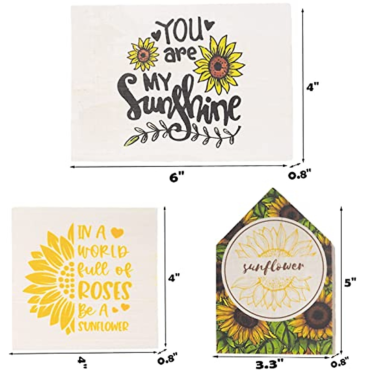 10 PCS Sunflower Tiered Tray Decor,Sunflower Farmhouse,Sunflower Tray,Sunflower Mini Rolling Pins,Faux Sunflower Flower,Sunflower Beaded Garland,You are My Sunshine Tiered Tray Decor,Home Decor Gift