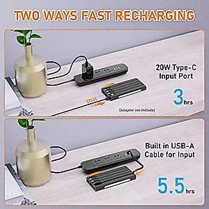Portable Charger with Built in Cables,10000mAh Power Bank with LED Lamp Fast Charging 3.0 USB C External Battery Pack Phone Charger with LED Display for iPhone, Samsung and Cell Phones (Black)