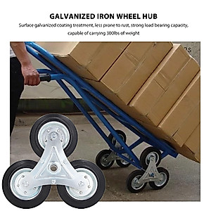 Stair Climbing Wheel, 6 Inch 300LBS Load Capacity, Heavy Duty Triangular Wheel for Stairs, Non Slip Solid Rubber Replacement Wheel, Galvanized Iron Hub, for Shopping Carts