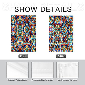 Double-sided garden flag Mexican Talavera Ceramic Tile Pattern Ethnic Folk Outdoor Flag Garden Flag Yard Outdoor Decoration （12×18in）.