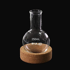 ULAB Boiling Flask of Round Bottom Set, 2pcs of Vol.250ml, Borosilicate 3.3 Glass Material, UBF1004