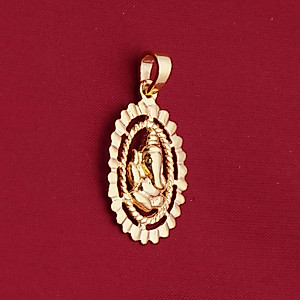 Indian God Shri Ganesha Religious Pendant Made for Yellow Gold Plated 925 Sterling Silver
