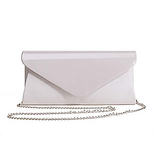 WALLYN'S Patent Leather Clutch Classic Purse Evening Bag Handbag With Flannelette (Grey)