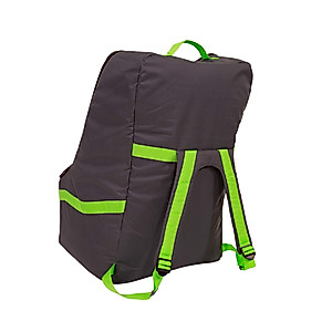 J.L. Childress Ultimate Backpack Padded Car Seat Travel Bag, Grey with Lime Trim, Grey/Lime Green