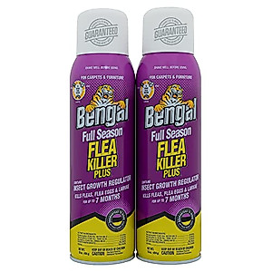 Bengal Full Season Flea Killer Plus, Flea and Tick Aerosol Spray with Insect Growth Regulator, 2-Count, 16 Oz. Aerosol Cans
