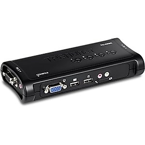 TRENDnet 4-Port USB KVM Switch with Audio, Control Up to 4 Computers, Windows, Linux, Mac OS Compliant, 2048 x 1526 VGA Resolution, Plug and Play, USB Powered, KVM Cables Included, Black, TK-409K