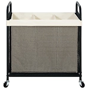STO STO Laundry Hamper 3 Section, 120L Rolling Laundry Sorter Cart with Removable and Washable Liner Bag, Rolling Clothes Hamper with Metal Handle for Laundry Room and Bedroom