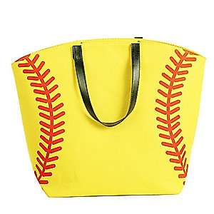 E-FirstFeeling Large Softball Tote Bag Sports Prints Tote Handbag Beach Bag Travel Bag for Women (Softball)
