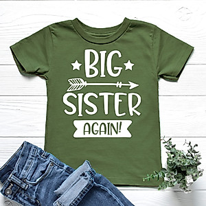 Arrow Big Sister Again Sibling Announcement Shirts for Baby and Toddler Girls Sibling Outfits Vintage Burgundy Shirt