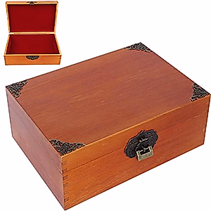 WINGOFFLY® Medium Wooden Treasure Box Trunk Box Stash Boxes for Jewelry Storage Cards Collection Gifts and Home Decoration, Blank