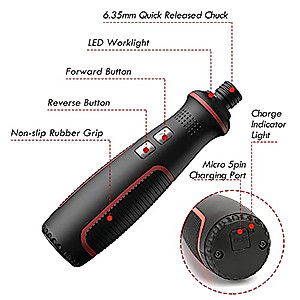 Electric Screwdriver Set, Compact Cordless Power Screwdriver Drill Set 3.6V, Rechargeable LED Work Light with Replaceable Battery Includes 40 Bits | 1 Flexible Drill Bit Extension | 1 Extention Holder