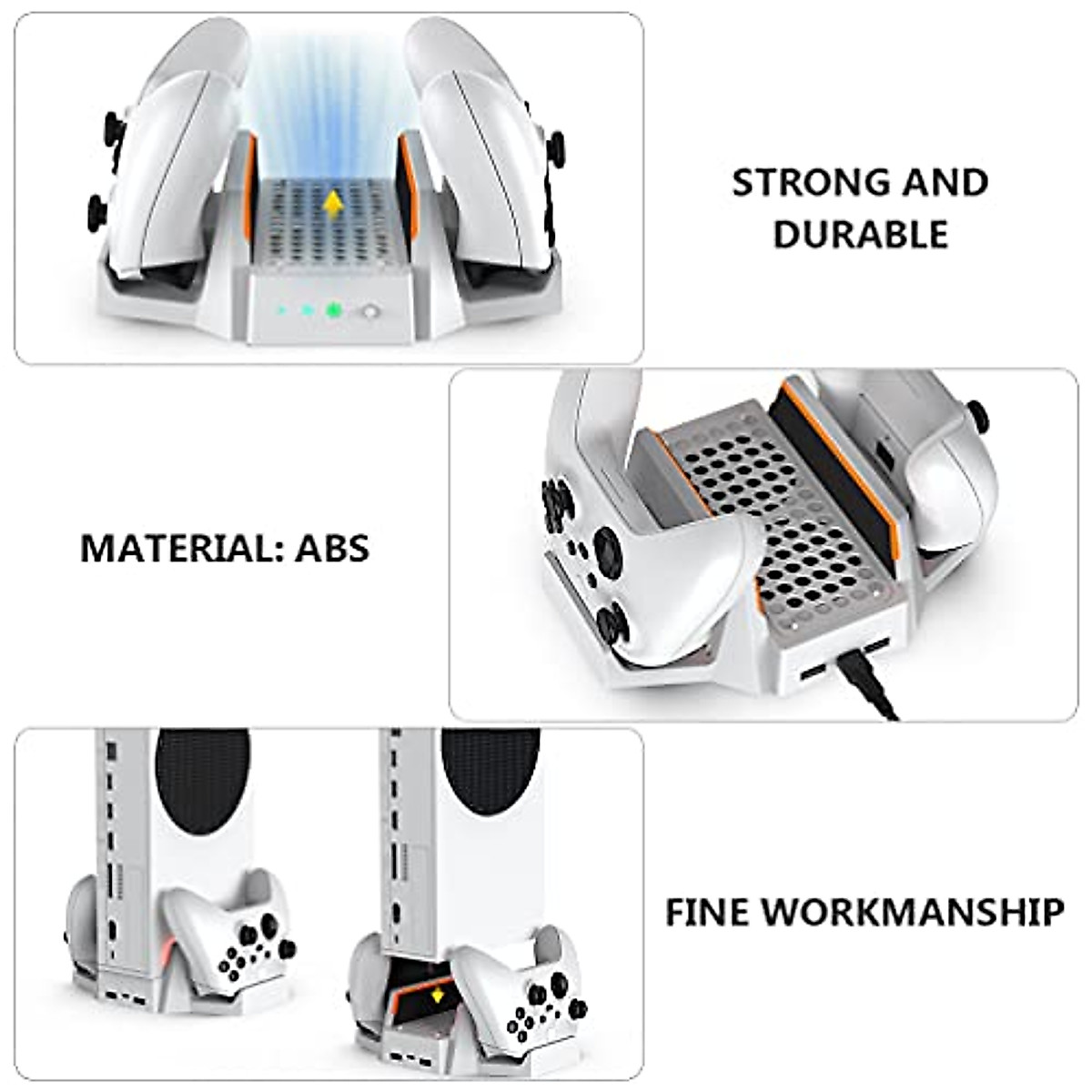OSALADI Cooling Charging Base Potable Charger Portable Chargers Charger Portable Charging Dock Controller Charger Dock Kickstand Gamepad Dual-Charging Base abs White The Host Cooling Base