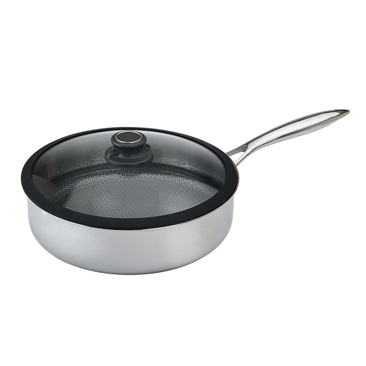 Black Cube Quick Release Cookware Sauté Pan with Lid, 9.5-Inch/3 Quart