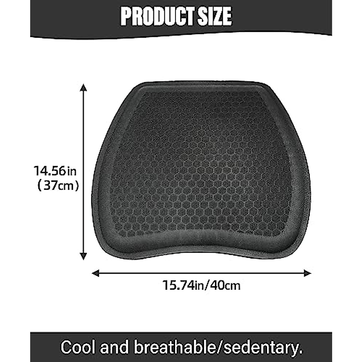 Zlirfy Gel Seat Cushion,Gel Seat Cushion for Long Sitting,Cooling Truck Seat Cushion Breathable Car Seat Cushion,Honeycomb Design Egg Cushion Chair Pad,Seat Cushion for Car,Wheelchair,Home (Black)
