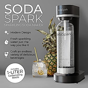 Modern Design Sparkling Water Maker – Soda Water Maker with 1l BPA-Free Reusable Bottle–Carbonated Water Maker for Home – Soda Streaming Machine for Seltze (SS697B)