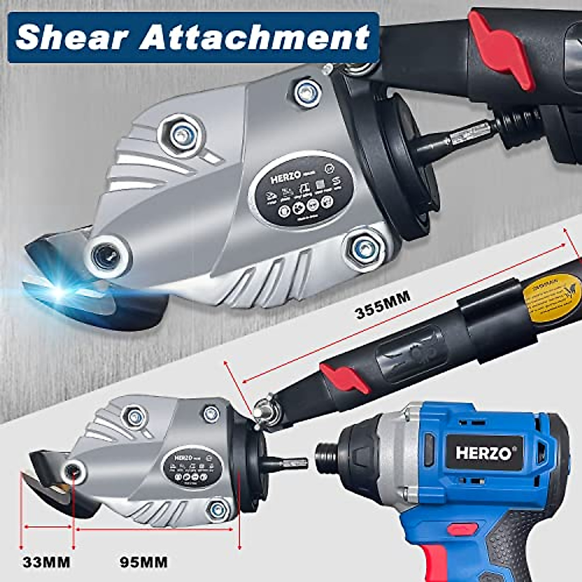 HERZO Metal Cutting Turbo Shear Attachment,for Impact driver,Cordless drill,drill